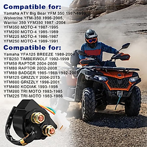 Starter Solenoid Relay for Yamaha YFM350 Big Bear 350 1987-1999 Warrior 350 1987-2004 Moto-4 350 1985-1989 Wolverine 350 1996-2005