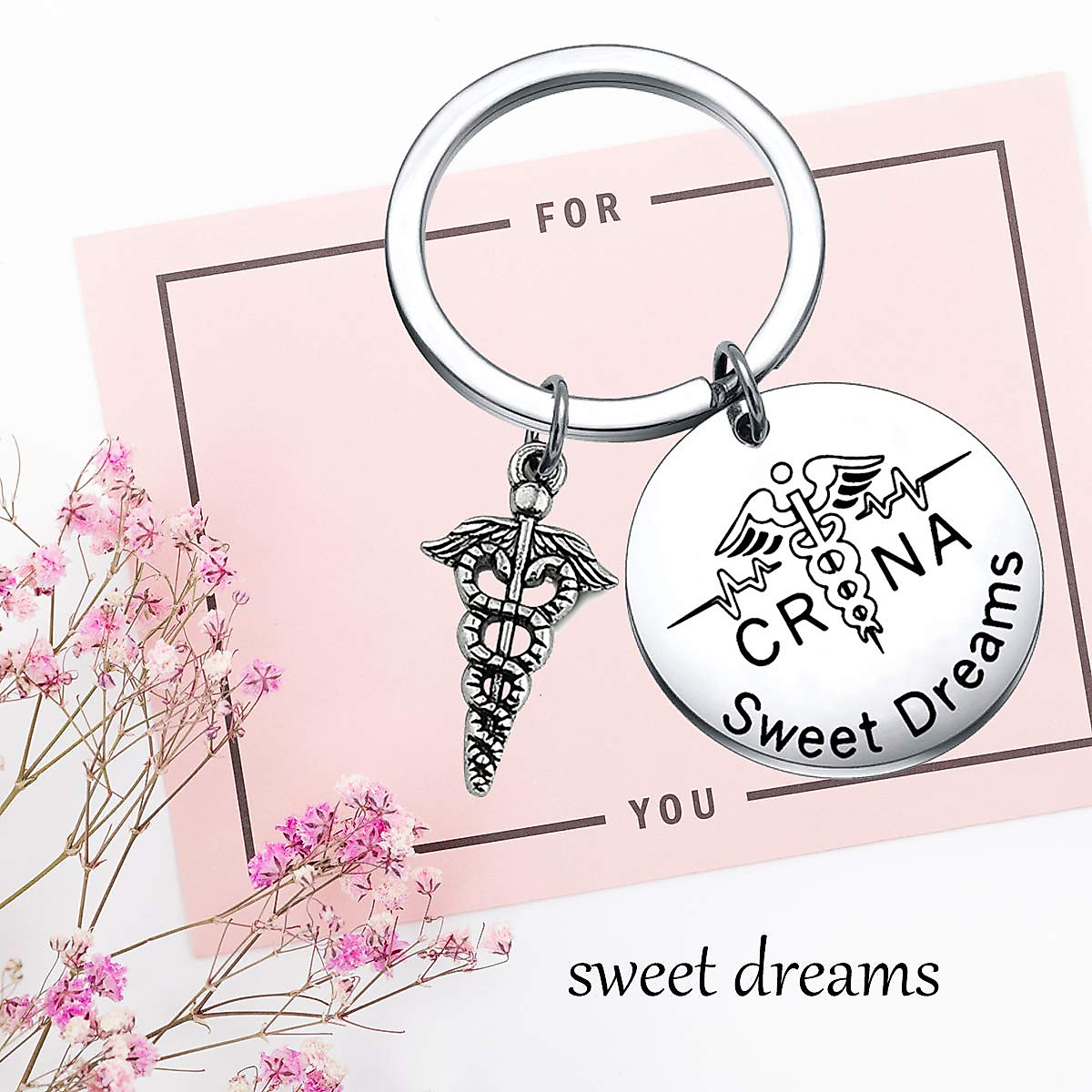 FOTAP Nurse Anesthetist Gift Sweet Dreams Keychain Thank You Gift for Anesthesiologist CRNA School Graduation Gift (CRNA dreams)