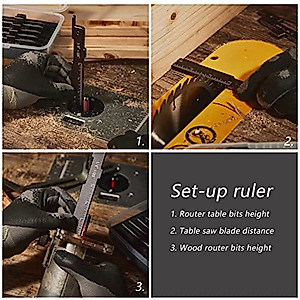 SUNLFPROD Router Table Setup Bars - 7pcs Aluminum Precision Router Setup Blocks for Woodworking & Setup Bars for Routers Tables Saw Accessory, Measuring Depth Height Angle Drill Diameter Gauge (Gray)