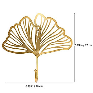 Cabilock 2pcs Gold Leaf Hooks Entryway Door Hooks Ginkgo Leaf Maple Leaf Hanging Hooks Decorative Wall Hook Hanger for Clothes Coat Hat Scarf