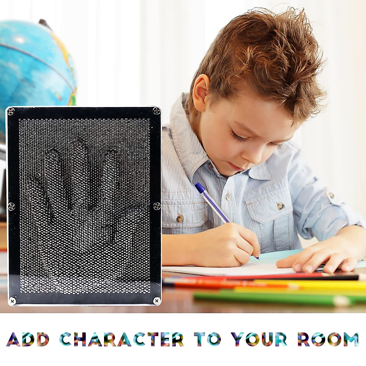 3D Pin Art Toy 6 x 8 Inches, Unique Metal Silver Pin Art Board for Kids,Inspire Imagination & Challenge Sense, Innovative Boundless Creativity for Children & Adults Learning Gift