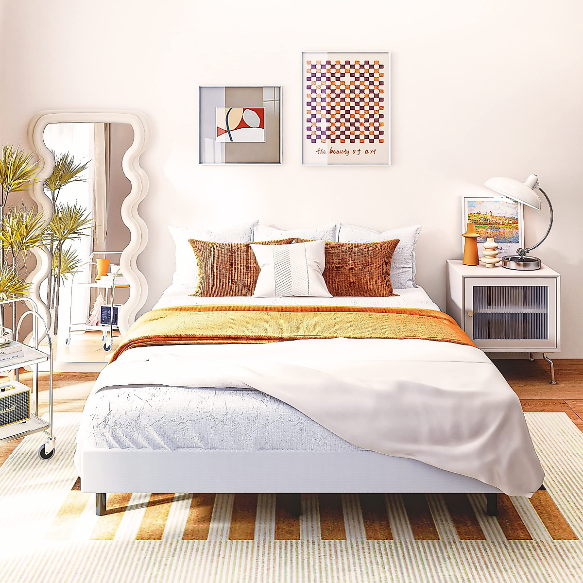 THEOCORATE 7 Inch Full Box Spring, Metal High Profile Spring, Heavy Duty Mattress Foundation, Easy Clean Cover, Quiet, Non-Slip, Simple Assembly