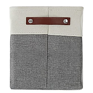 CreekView Home Emporium Fabric Cube Storage Bins 4 Pack - 10 x 10in White/Gray Foldable Storage Cubes for Organization