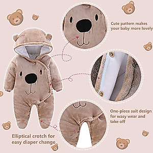 ALLAIBB Baby Newborn Snowsuit Winter Hooded Footie Fleece Jumpsuit for Infant Girls Boys