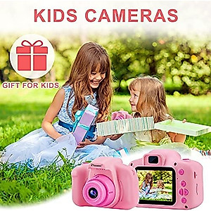PROGRACE Kids Camera Girls Gift - Camera for Kids Dual Selfie Children Camera Age 3 4 5 6 7 8 9 Year Old Kids Digital Camera Toys for Kids Birthday Gift for Girls Kids Video Camera Pink