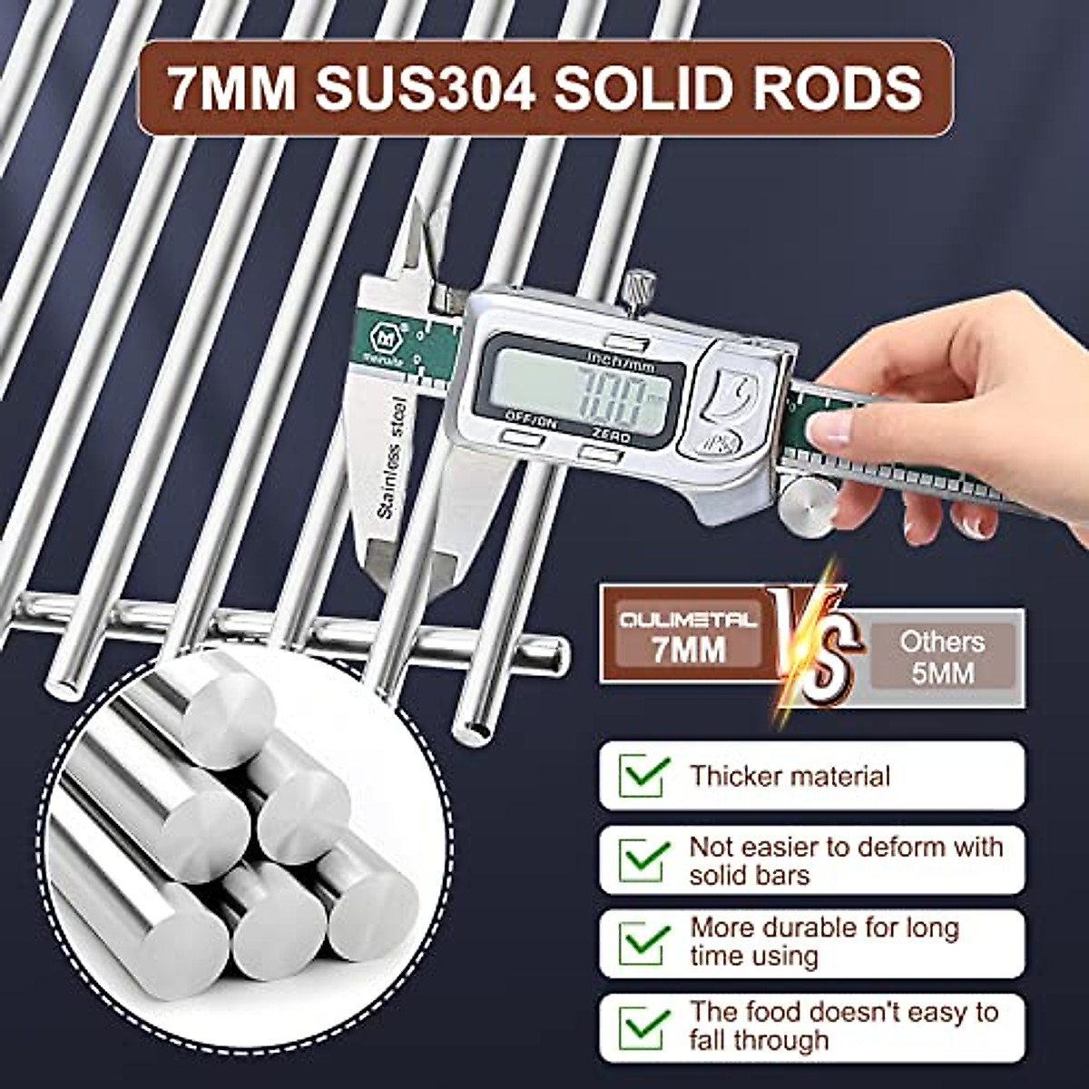 QuliMetal 19.5" Cooking Grates for Weber Genesis 300 Series, Genesis E310 E320 E330 S310 S320 S330, Replacement Parts for Weber 7528/7524, 304 Stainless Steel