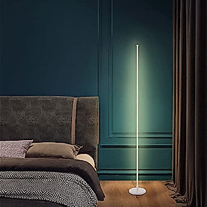 DENGALA Modern Corner Floor Lamp - 3000K-6000K LED Standing Lamp - Minimalist Dimmable Floor Lamp with Remote Control for Living Room, Bedroom (White)