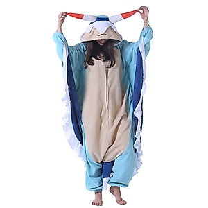 DELEY Unisex Blue Sea Hare Costume Adult Onesie, One Piece Pajamas, Halloween Cosplay Costumes Homewear Jumpsuit