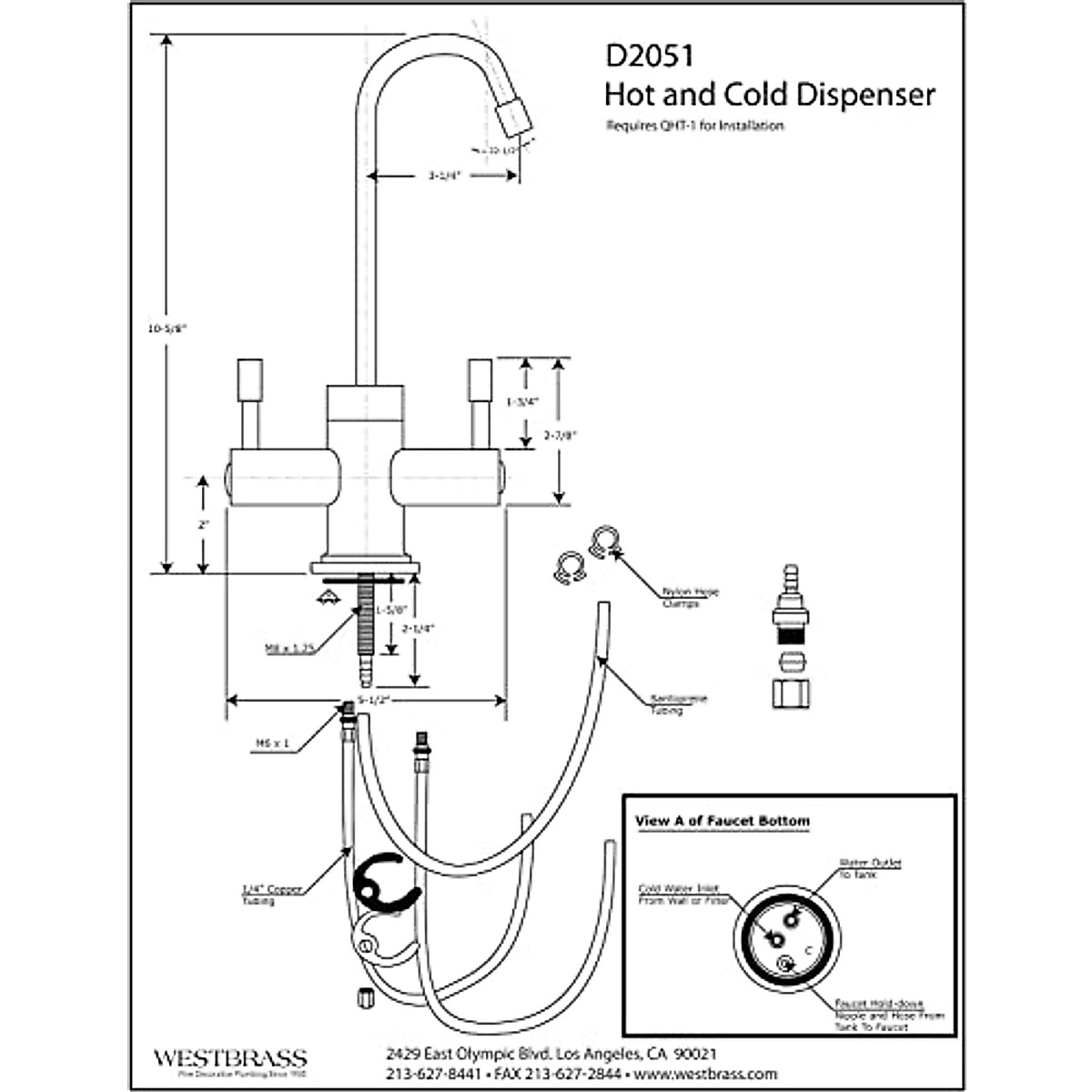 Westbrass D2051HFP-07 Hot Water Dispenser, 10", Satin Nickel