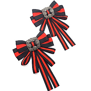 Christmas Ribbon brooch for women men bowknot costume brooches women jewelry beads accessories womens bow tie bow brooch (dk blue)