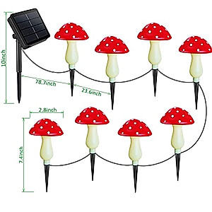Homeleo Upgraded 8 Pack Red Mushroom Solar Lights for Outdoor Garden Decor, Waterproof Solar Powered Fairy Lights for Yard Fence Lawn Decking Pathway Landscape Lighting Halloween Christmas Decorations