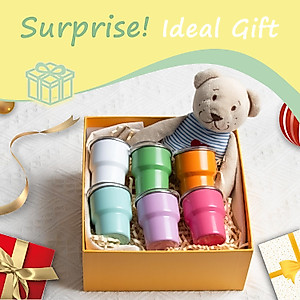 Zonpexe 12 Pcs Mini Tumbler Shot Glass with Straw and Lid, 2oz Cute Insulated Shot Cups Stainless Steel for Espresso Coffee Spirits, Wedding, Party Favor, Funny Gifts (6 colors)