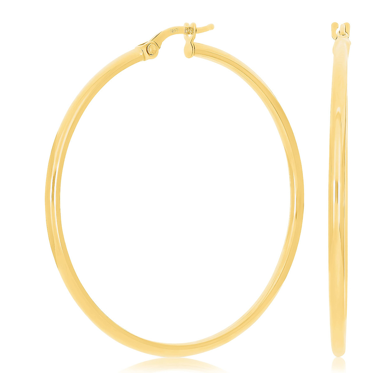Small Hoop Earrings for Women, 14k Gold Earrings, Gold Earrings for Women Trendy, Gold Drop Earrings, 14k Gold Hoop Earrings, Hoop Earings - 2mm 1.5" Diameter, 2.5g