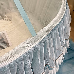 RIRC Bed Canopy Double Dome Canopy Bed Curtains Ceiling Suspension Mosquito Net for Bed Large Size Mosquito Netting Pink Bed Tent Luxury Bedroom Princess Canopy for Girls Bed (Blue)