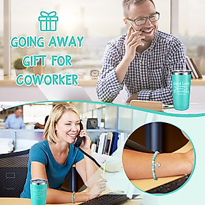 4 Pcs Going Away Gift for Coworker Farewell Gifts Coworker Leaving Gifts New Job Luck Gifts for Colleagues, Women, Friends, 20 oz Tumbler Beads Farewell Bracelet Gift Card Gift Box (Classic Green)
