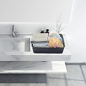 Ucake 4 Packs Plastic Storage Basket Tray, Shallow Paper Basket, Gray