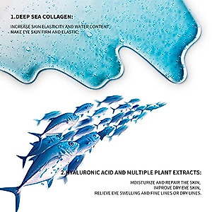 ROUSE Under Eye Collagen Patches Hyaluronic Acid Cooling Eye Mask Anti-Wrinkle Eye Gel Treatment Masks Eye Bags Puffiness Fine Lines Removal Eye Care-20 Pairs