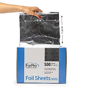 ForPro Professional Collection Embossed Foil Sheets 500S, Aluminum Foil, Pop-Up Dispenser, for Hair Color Application and Highlighting Services, Food Safe, 5” W x 10.75” L, 500 Count
