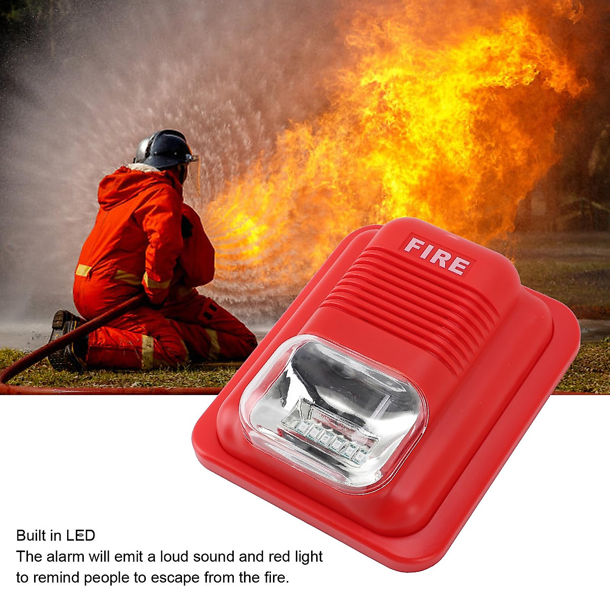 Audible and Visual Fire Alarm Device, Plastic Sound and Light Fire Alarm Warning Strobe Siren Alert Security System for Residential Buildings