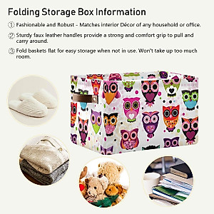 Rectangular Storage Bin Cute Owl Basket with Handles - Organizer Bin for Toys, Books, Laundry Basket for Kids/Pets, Playroom