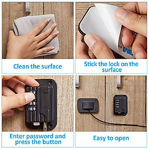 Jetec 2 Pieces Refrigerator Lock 4 Number Coded Freezer Lock Adhesive Fridge Door Lock Combination Safety Locks for Refrigerators Freezers File Cabinets Drawer Refrigerator Door(Black)