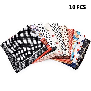 COOLANS 10 PCS Mixed Set Scarf,Fashion Square Satin Neck Scarf Head scarf for Women Hair Scarf Bundle 20 inch x 20 inch (Set A (10 pcs))