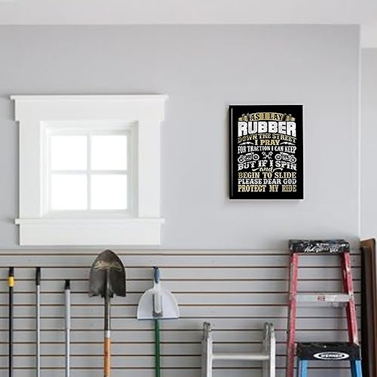 Lay Rubber & Dear God Protect My Ride- Funny Garage Wall Decor Print, For Home Decor, Office Decor, Man Cave Decor, Bar Decor & Garage Decor. Great For Motorcycles & Gearheads.Unframed - 8 x10"