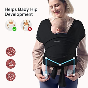 Momcozy Baby Wrap Carrier Slings, Easy to Wear Infant Carrier Slings for Babies Girl and Boy, Adjustable Baby Carriers for Newborn up to 50 lbs, Black
