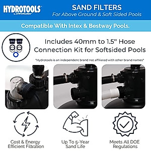 Swimline HYDROTOOLS 71225HCK 12 Inch Sand Filter Combo with Connection Kit for Soft Sided Pools | Compatible with Intex Bestway Polygroup | 0.33 HP (0.3 THP) Pump 1980 GPH | 42 Pound Sand Capacity