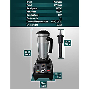 WantJoin Professional Blender, Countertop Blender ,Blender for kitchen Max 1800W High Power Home and Commercial Blender with Timer, Smoothie Maker 2200ml for Crushing Ice, Frozen Dessert, Soup,fish