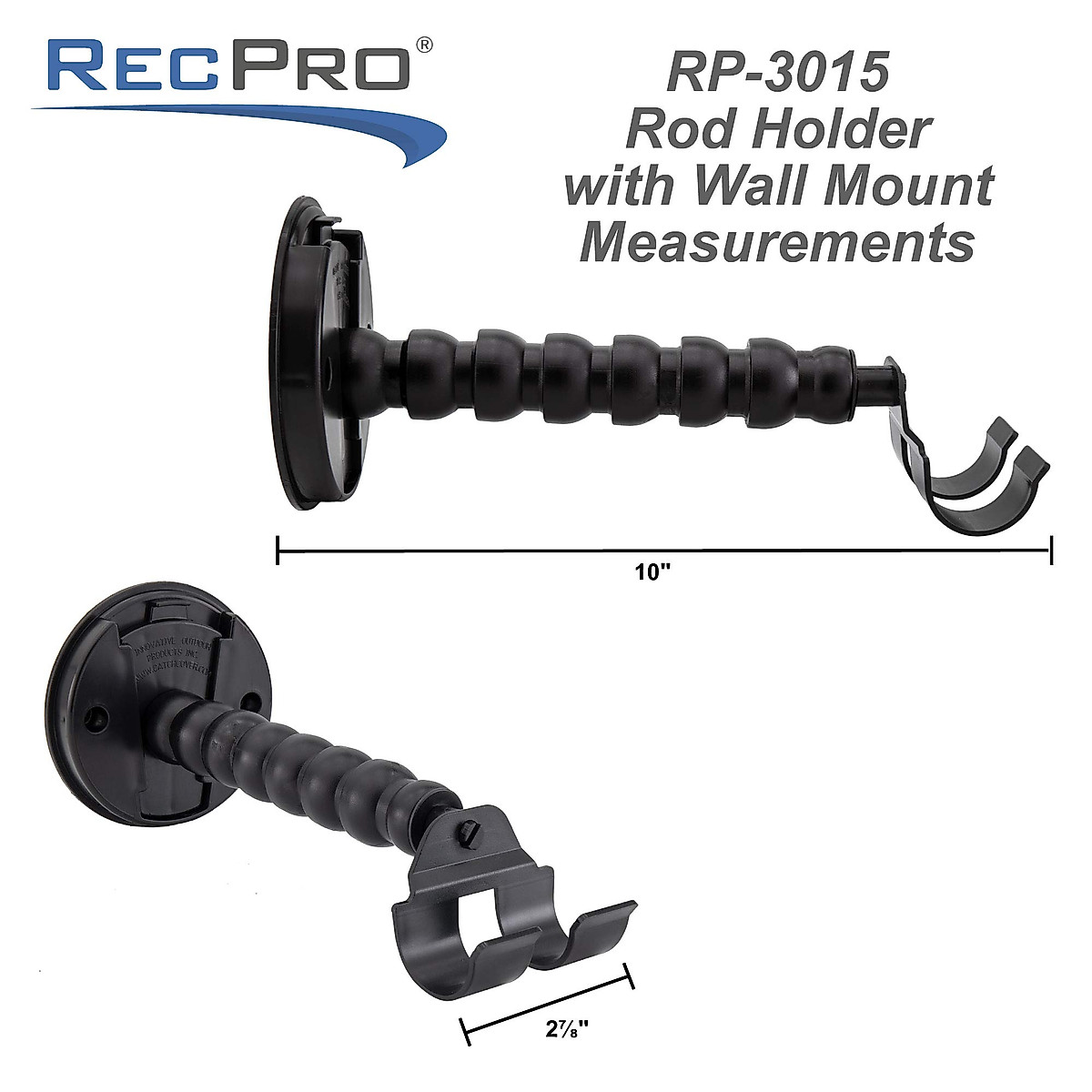 RecPro Ice Fishing Gear Multi-Flex Rod Holder | Quick Disc Wall Mount