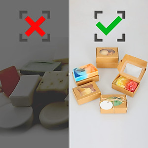 Soap Box, COTOPHER 30Pcs Small Soap Packaging Boxes 3.5x2.35x1.2 Inch Mini Kraft Boxes with Window Soap Boxes for Homemade Soap Candy Chocolate Bakery Cookies Soap Packaging