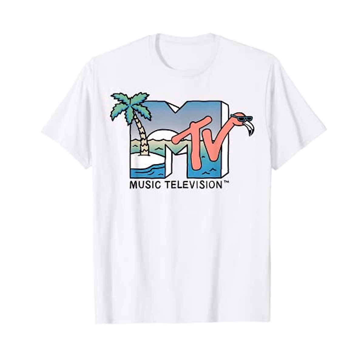 MTV Beach Island Flamingo Logo Vintage Graphic T-Shirt T-Shirt