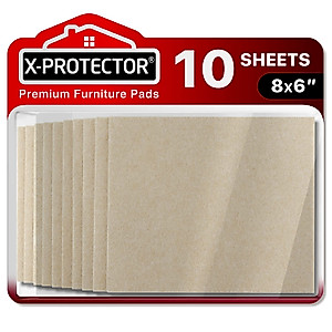 Felt Furniture Pads X-PROTECTOR 10 PCS - Premium 8” x 6” x 1/5” Heavy Duty Beige Felt Sheets! Cut Large Furniture Pads to The Size You Need - The Best Felt Floor Protectors for Any Hard Floor!