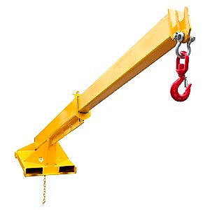 BREVELTION 4400LB Adjustable Forklift Mobile Crane, Lifting Forklift Extension Attachments, Fix Angle Jib Boom Crane, W/Telescopic Boom and Hook, for Forklift Towing Handling 63in to 98in Extended Arm