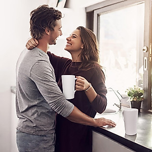 Momugs 20 OZ Simple Pure White Mug (Set of 2) Plain Large Tall White Ceramic Milk Tea Coffee Mug with Handle as A Gift for Dad Mom Friends, 2pcs