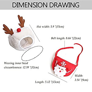 Udebohe Dog Christmas Bandana Bib and Hat Set 2 Pieces, Christmas Tree Elk Reindeer Santa Claus Pet Christmas Costume Accessories Outfit for Small Dogs Cats Puppys Kittens