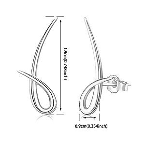 Minimalist Stud Earrings for Women - Sterling Silver Ear Climber Earrings Lightweight Simple Post Earrings Cartilage Curved Bar Earrings Fashion Earrings for Sensitive Ears Gifts for Valentine's Day