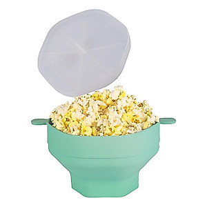 Microwave Popcorn Bowl, High Temperature Resistant Large Bowl, Silicone Microwave Hot Air Popcorn Popper Bowl With Lid, Easy to Operate Food Bowl for Household Kitchen Movie Night Parties