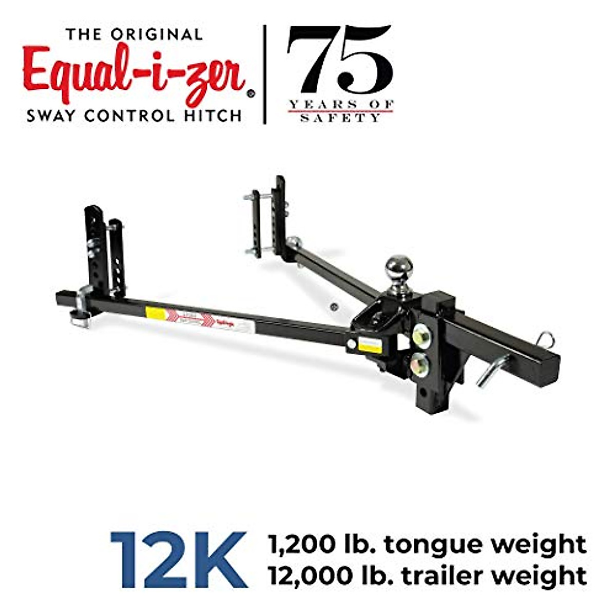 Equal-i-zer 4-Point Sway Control & Weight Distribution Hitch, 1,200/12,000 lbs, 90-00-1269, Includes Standard Hitch Shank & Pre-Installed Hitch Ball