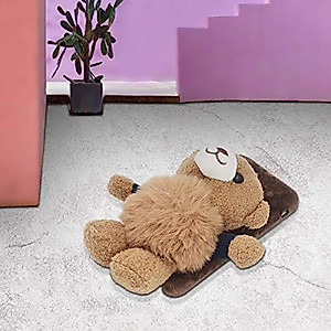 Losin Compatible with iPhone 12 Cute Case Lovely Plush Furry Cartoon 3D Bear Kickstand for Women and Girls Kawaii Case Soft TPU Shockproof Protective Cover for iPhone 12, Brown
