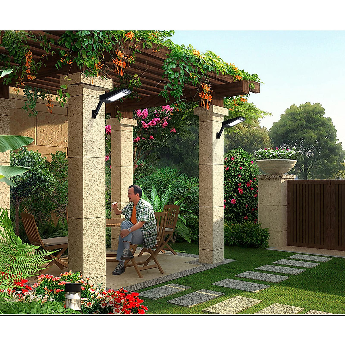 HULPPRE 66Leds Solar Flood Lights Outdoor Motion Sensor with Remote Controller 3 Lighting Modes Adjustable Bracket Solar Porch Light Waterproof Pool Light for Garden,Yard,Shed,Garage,Driveway