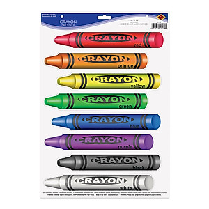 Beistle 54440 8-Piece Crayon Set Wall Clings-1 Sheet, 8 Count (Pack of 1), Multicolored