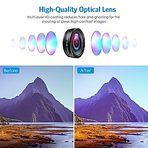 Criacr Phone Camera Lens, 198°Fisheye Lens, 120° Super Wide Angle Lens, 20X Macro Lens, for Tik Tok, Vlog Video, Clip on Phone Lens for iPhone 12 12 Pro, 11, XS, XR 8 7 Plus 7, Samsung, Smartphones