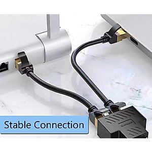 RJ45 1 to 2 Ethernet Adapter, 1 Male to 2 Female Network Splitter, RJ45 LAN Ethernet Socket Splitter for Super Cat5/Cat5e/Cat6/Cat7, Cmpatible with Routers/TVs/Set-top Box