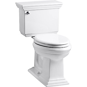 KOHLER K-3817-0 Memoirs Stately Comfort Height Two-Piece Elongated 1.28 GPF Toilet with AquaPiston Flush Technology and Left-Hand Trip Lever, White
