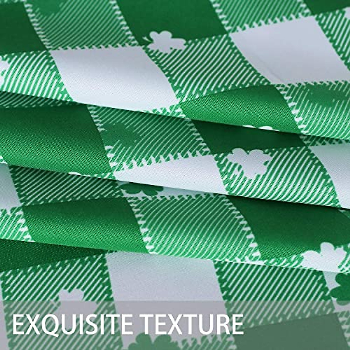 SARAFLORA St Patrick's Day Checkered Fabric Rectangle Table Cloth-60x84 Inch-Polyester Shamrock Pattern Tablecloth, Table Cover Protector for Party, Banquet, Dinner Decoration Use, Green & White