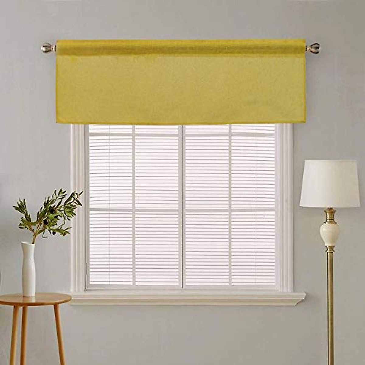 Curtain Valances for Windows Burlap Linen Window Curtains for Kitchen Living Dining Room 58 x 15 inch 1 Valance Yellow