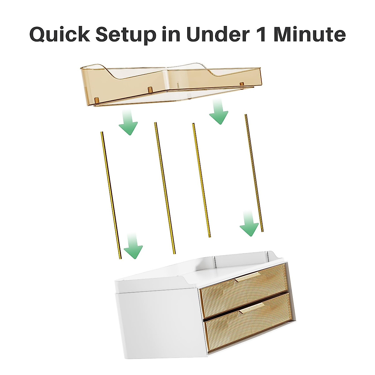 Ducoak 2-Tier 2-Drawer Skincare Organizers Luxurious Makeup Organizer Countertop Household Large Vanity Organizers And Storage Multi-Purpose Bathroom Counter Organizer Amber