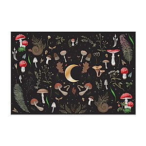 Osimiccp Mushroom Rug for Bedroom,3'x5' Non Slip Soft Hippie Moon Rug for Living Room Boys Room Game Room Area Rug Mushroom Decor